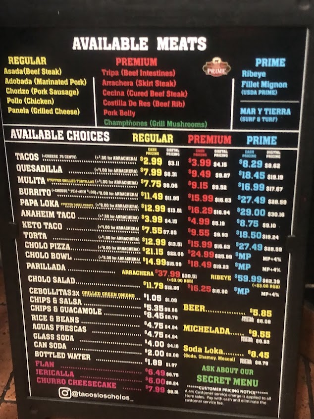 Tacos Los Cholos Restaurant Menu – Authentic Mexican Tacos in Anaheim, CA